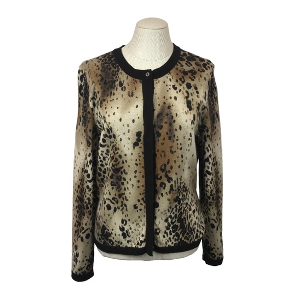 Investments | Sweaters | Investments Cashmere Cardigan Leopard Print ...
